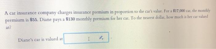 Solved A car insurance company charges insurance premium in | Chegg.com