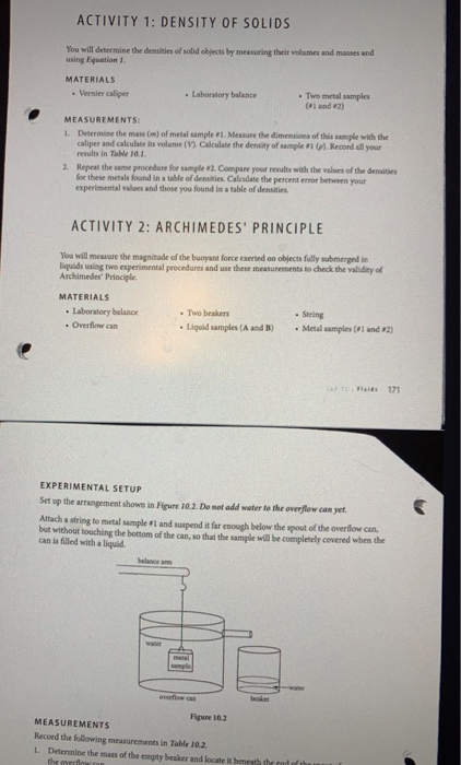 Solved FLUIDS Table 10.1. Density of solids Sample kal table | Chegg.com