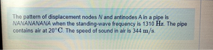 Solved The pattern of displacement nodes N and antinodes A | Chegg.com