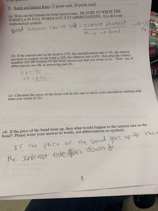 Solved 23. Bonds and Interest Rates: (5 points each, 20 | Chegg.com