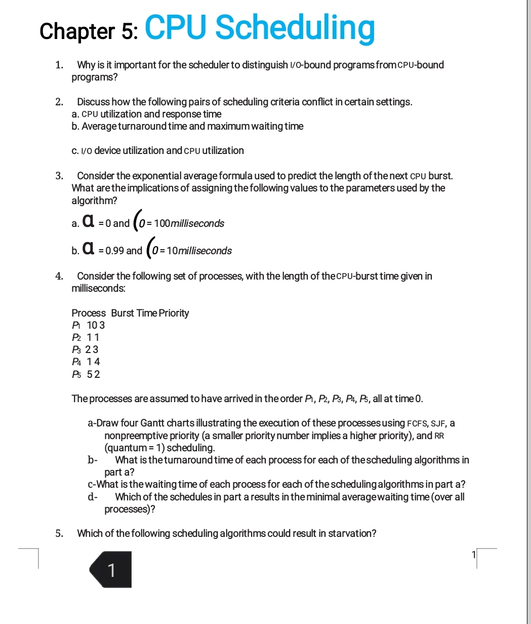 Solved Chapter 5: CPU SchedulingWhy is it important for the | Chegg.com