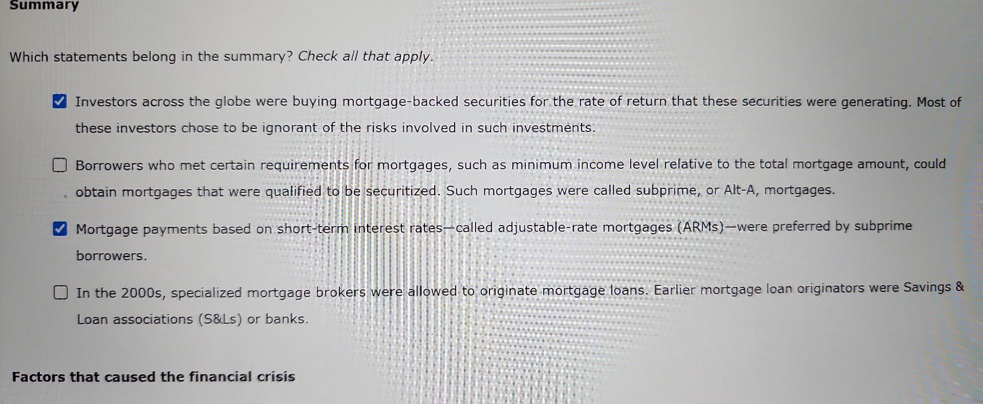 Solved Which Statements Belong In The Summary Check All Chegg