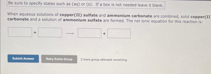 Solved When aqueous solutions of copper(II) sulfate and | Chegg.com