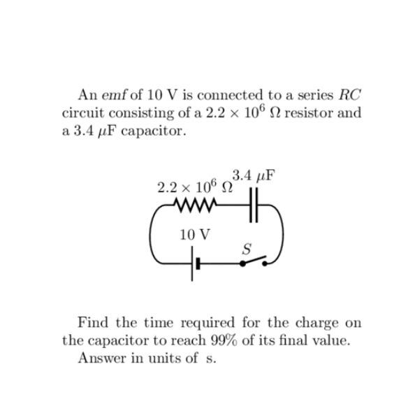 Solved An emf of 10 V is connected to a series RC circuit | Chegg.com