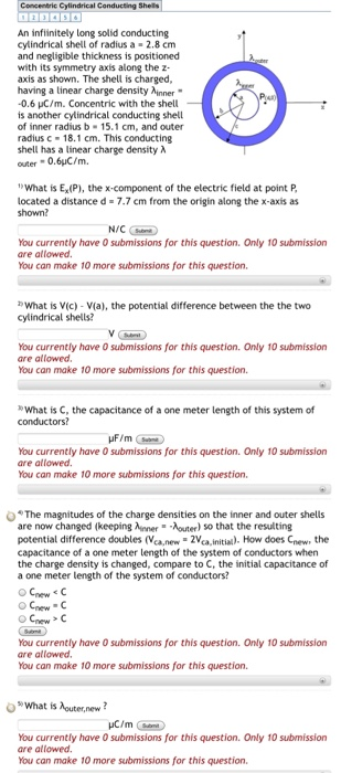 Solved Concentric Cylindrical Conducting Shells An | Chegg.com
