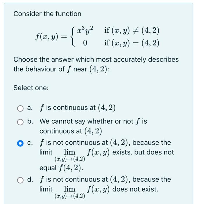 Solved Consider the function f(x,y)={x3y20 if (x,y) =(4,2) | Chegg.com