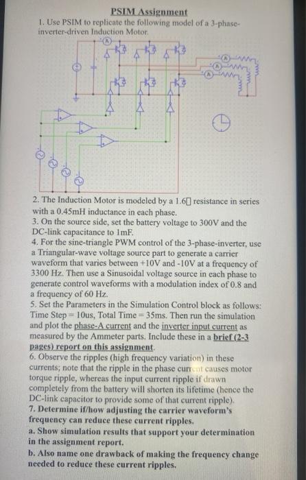 PSIM Assignment 1. Use PSIM to replicate the | Chegg.com