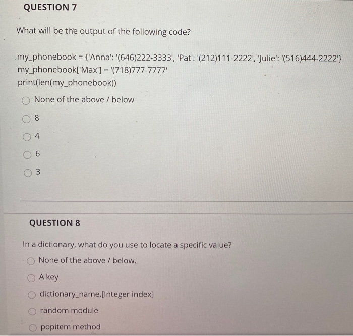 Solved QUESTION 7 What will be the output of the following | Chegg.com