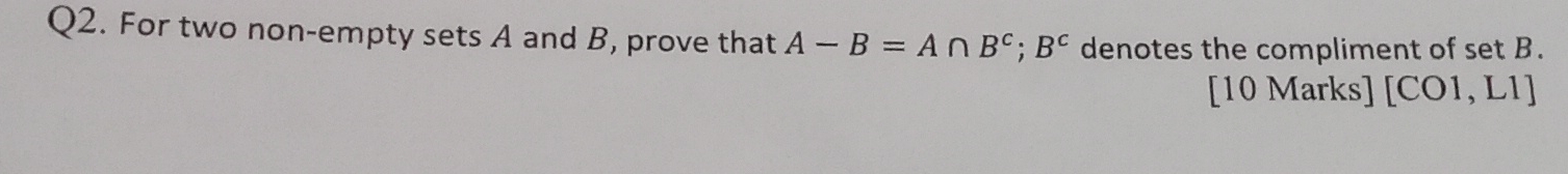 Solved Q2. ﻿For two non-empty sets A and B, ﻿prove that | Chegg.com