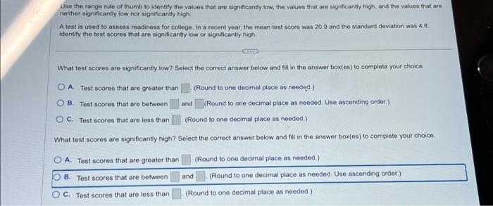 Solved Use the range rule of thumb to identify the values | Chegg.com
