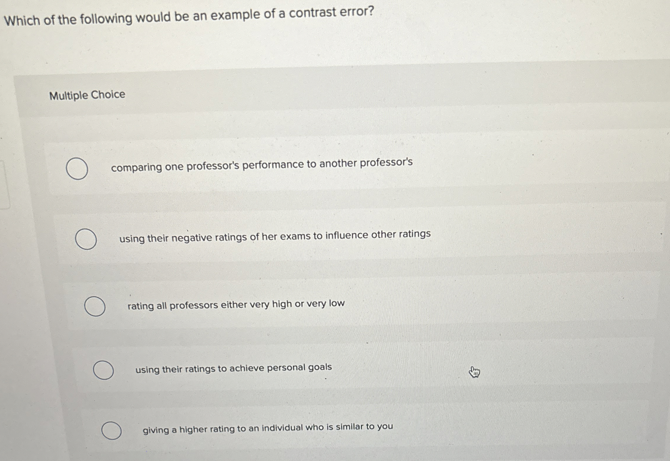 Solved Which of the following would be an example of a | Chegg.com