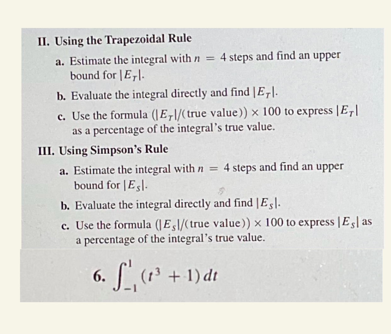 Solved II. ﻿Using the Trapezoidal Rulea. ﻿Estimate the | Chegg.com