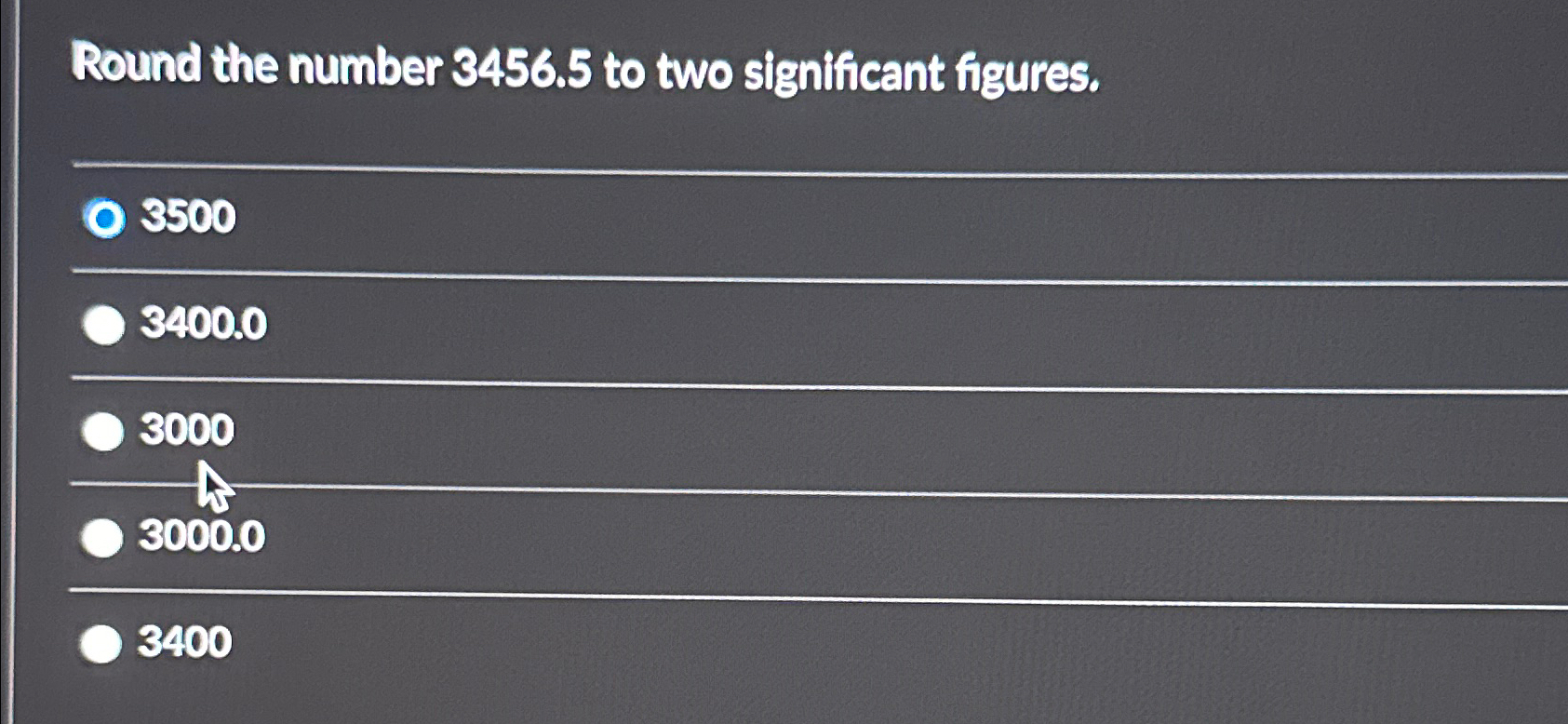 Solved Round the number 3456.5 ﻿to two significant | Chegg.com