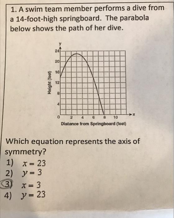 Solved 1. A swim team member performs a dive from a | Chegg.com