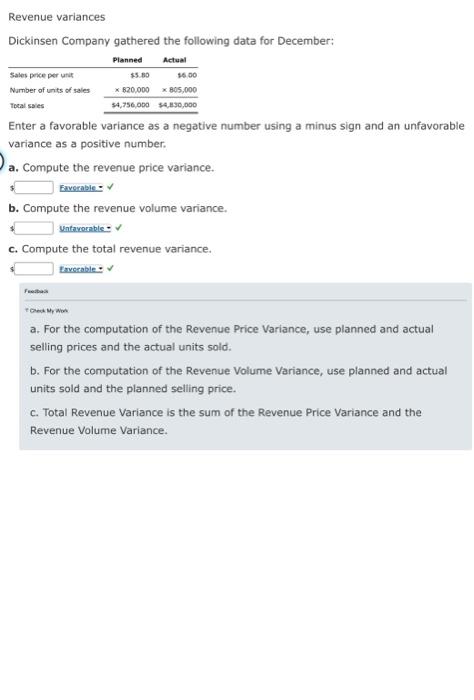 Solved Revenue variances Rockport Industries Inc. gathered | Chegg.com