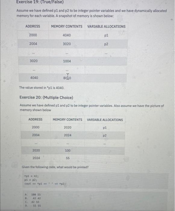 Solved Assume we have defined p1 and p2 to be integer | Chegg.com