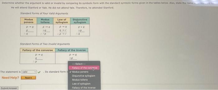 Solved Standard Fomis of Four Vald Arguments Standard Forms | Chegg.com