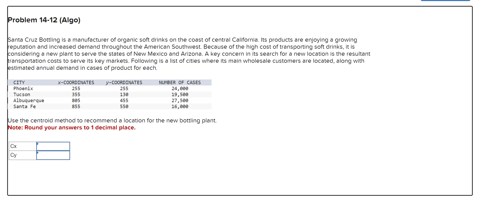 Solved Problem 14-12 (Algo)Santa Cruz Bottling is a | Chegg.com