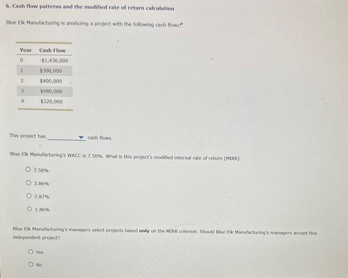 is there a way to find MIRR using a financial | Chegg.com