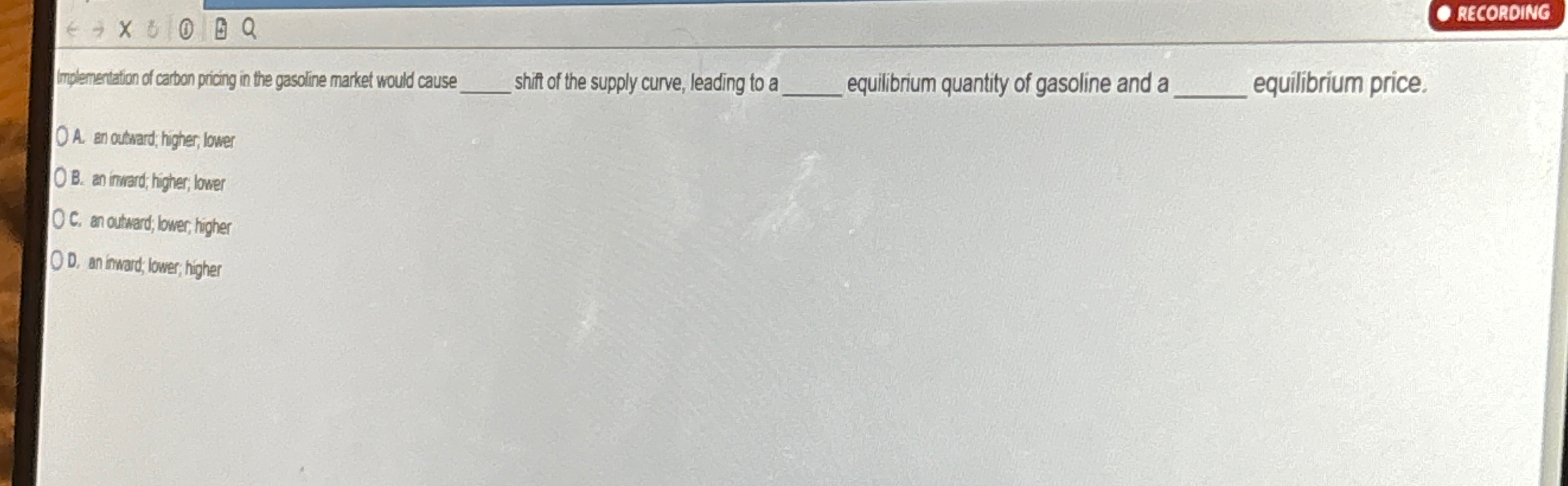 Solved Implemertation of carbon pricing in the gasoline | Chegg.com