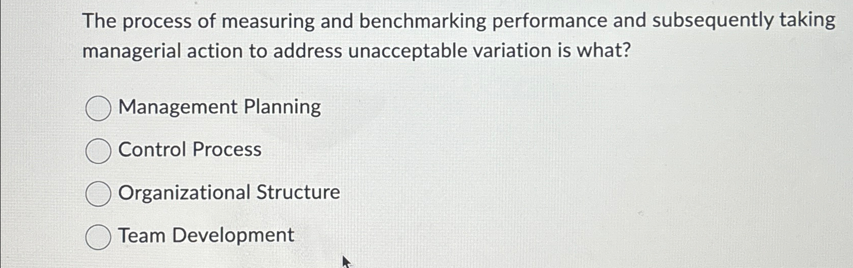 Solved The process of measuring and benchmarking performance | Chegg.com