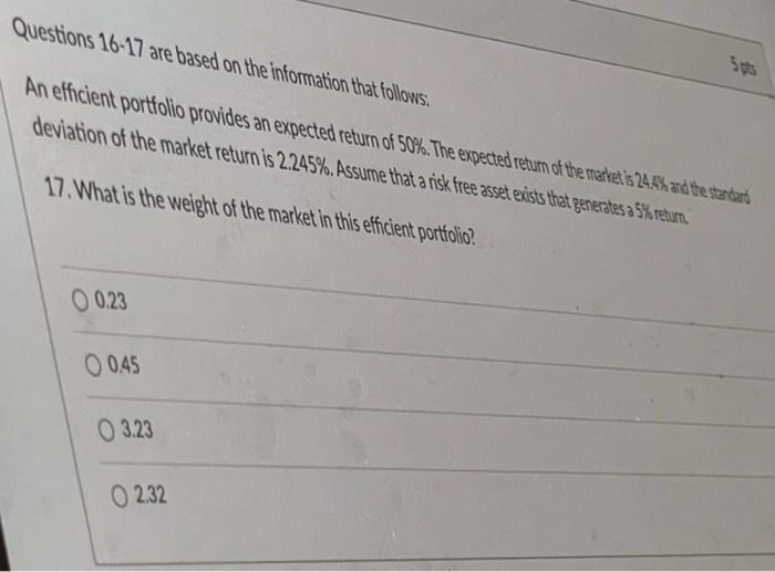 Solved Questions 16-17 are based on the information that | Chegg.com