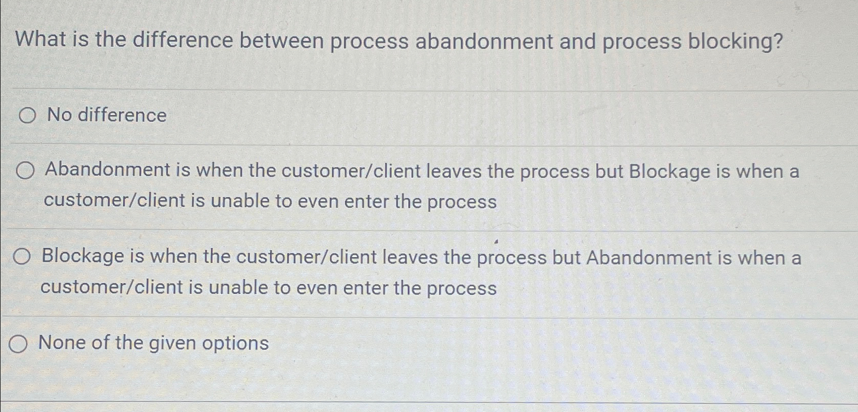 Solved What is the difference between process abandonment | Chegg.com
