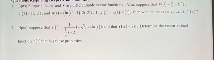 Solved 1. (3pts) Suppose that u and v are differentiable | Chegg.com