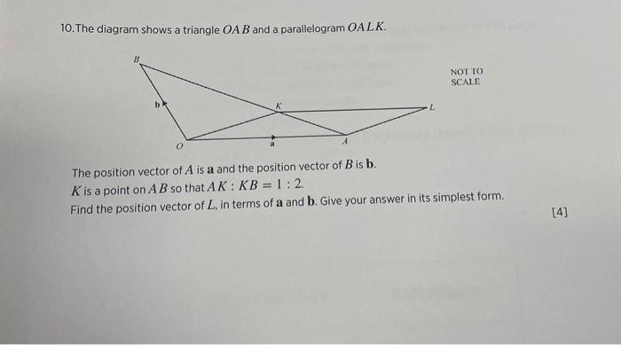 Solved 10. The diagram shows a triangle \\( O A B \\) and a | Chegg.com
