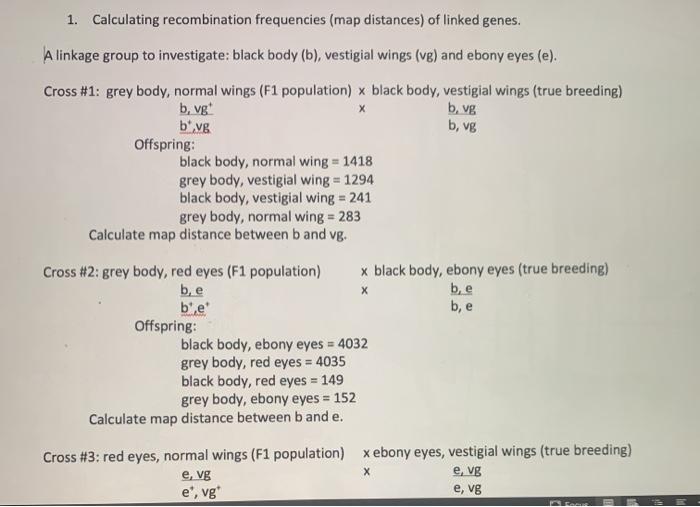 Solved 1. Calculating recombination frequencies (map | Chegg.com