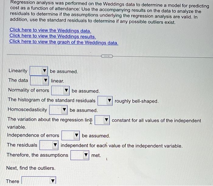 Solved Regression Analysis Was Performed On The Weddings