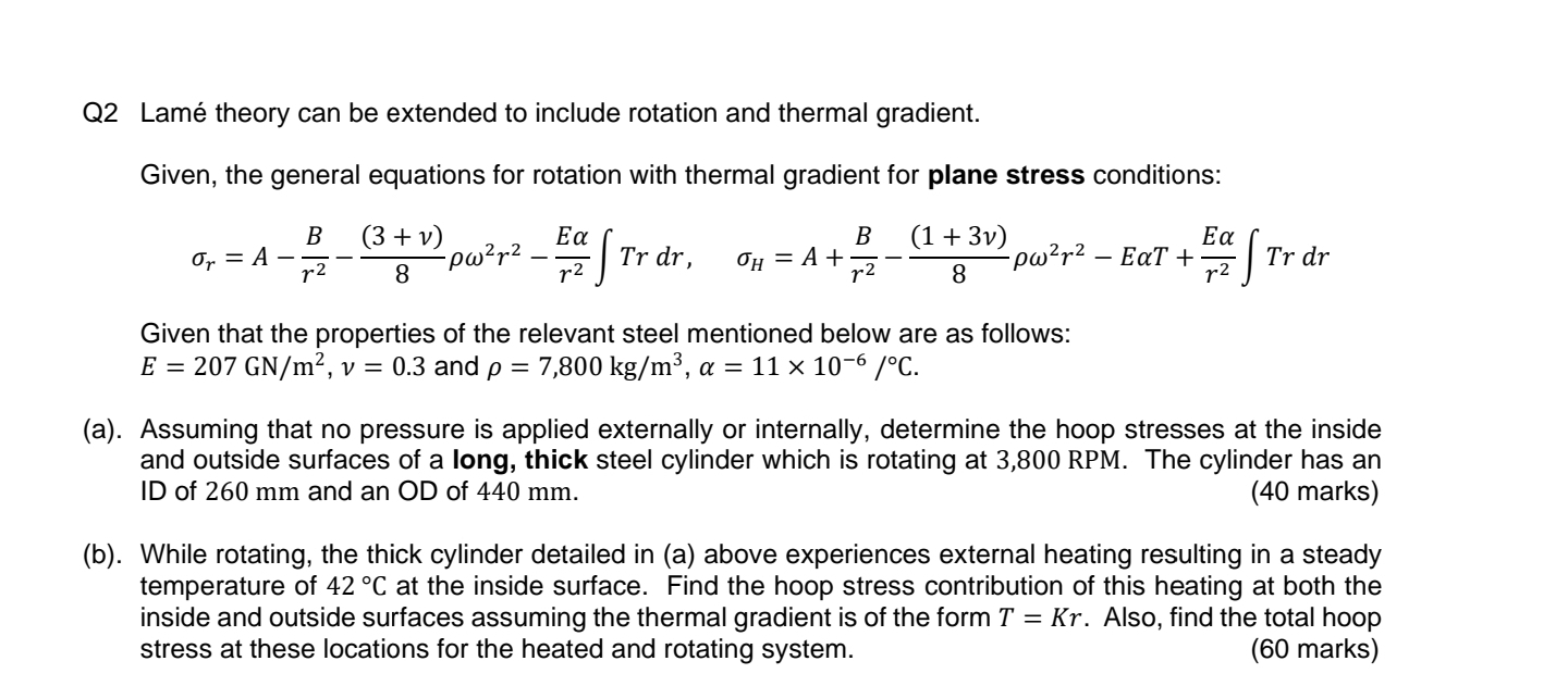 Solved Q2 ﻿Lamé ﻿theory can be extended to include rotation | Chegg.com