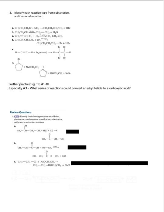 Solved Organic Reactions Examine the examples, and summarize | Chegg.com