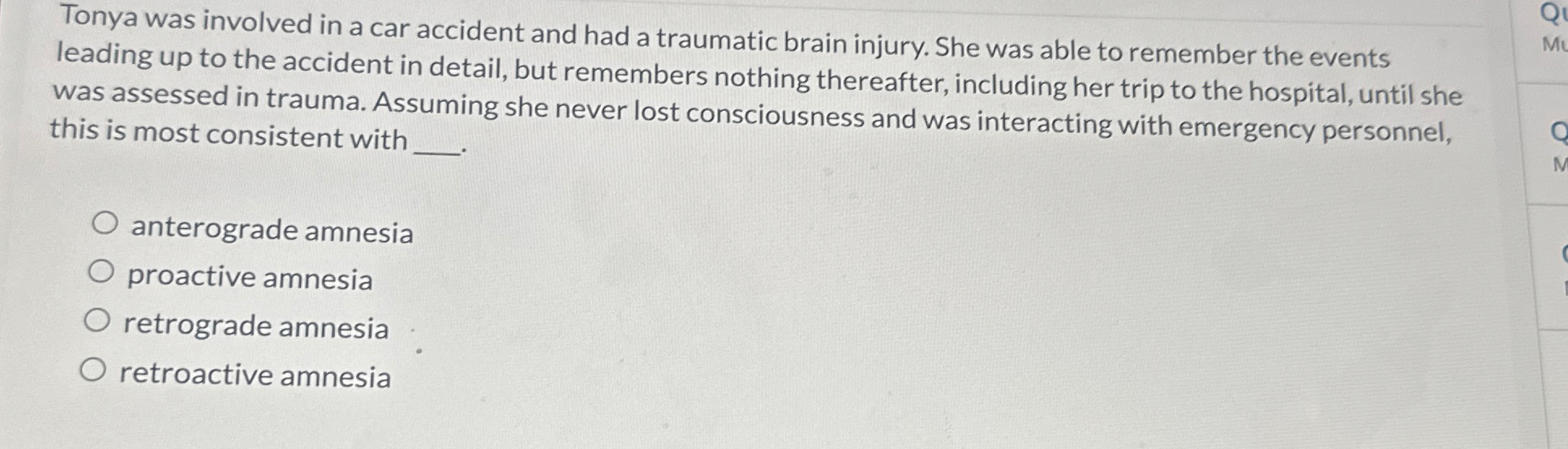 Solved Tonya was involved in a car accident and had a | Chegg.com
