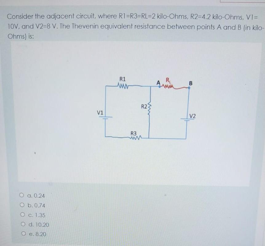 Solved Consider the adjacent circuit, where R1=R3=RL=2 | Chegg.com