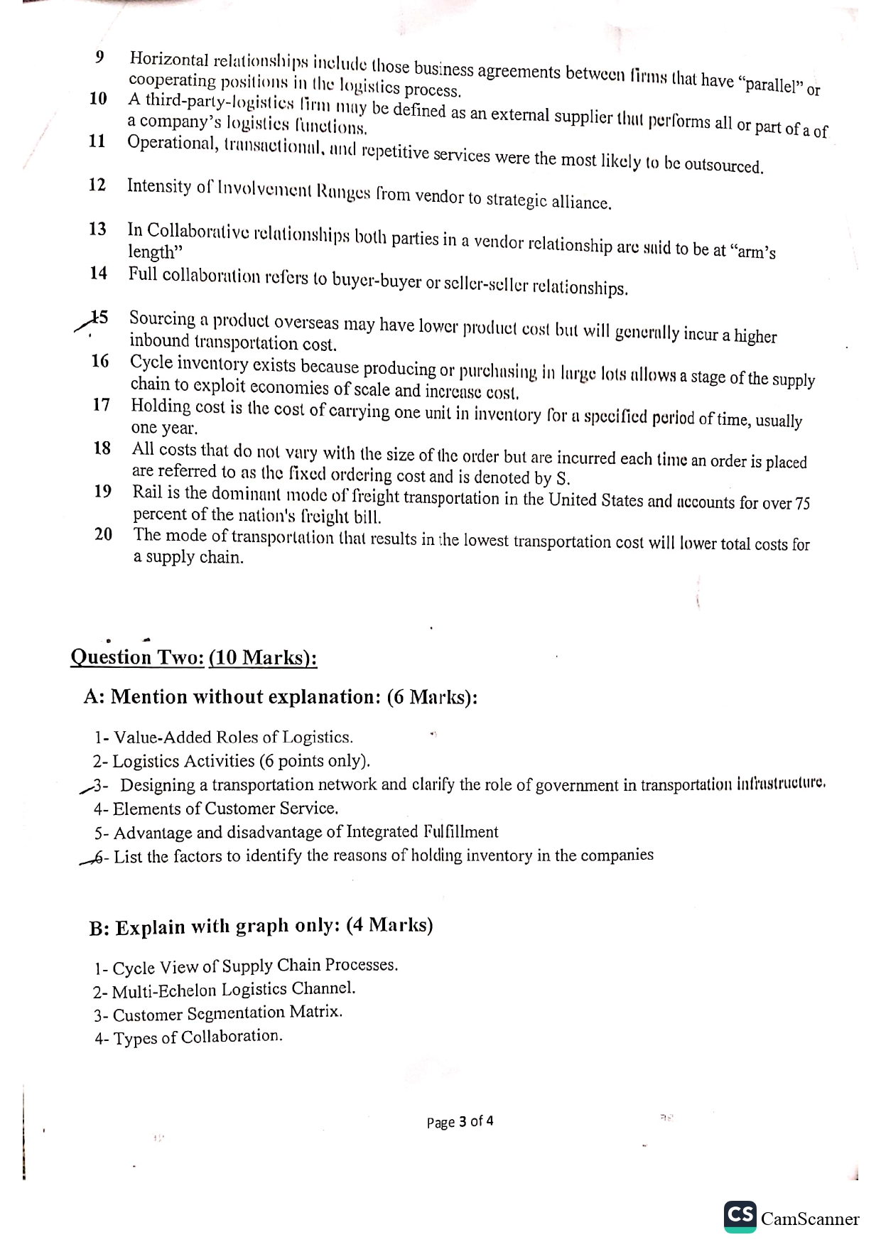 Solved Question Two: (10Marks) ﻿:A: Mention without | Chegg.com