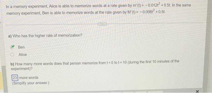 Solved In a memory experiment, Alice is able to memorize | Chegg.com