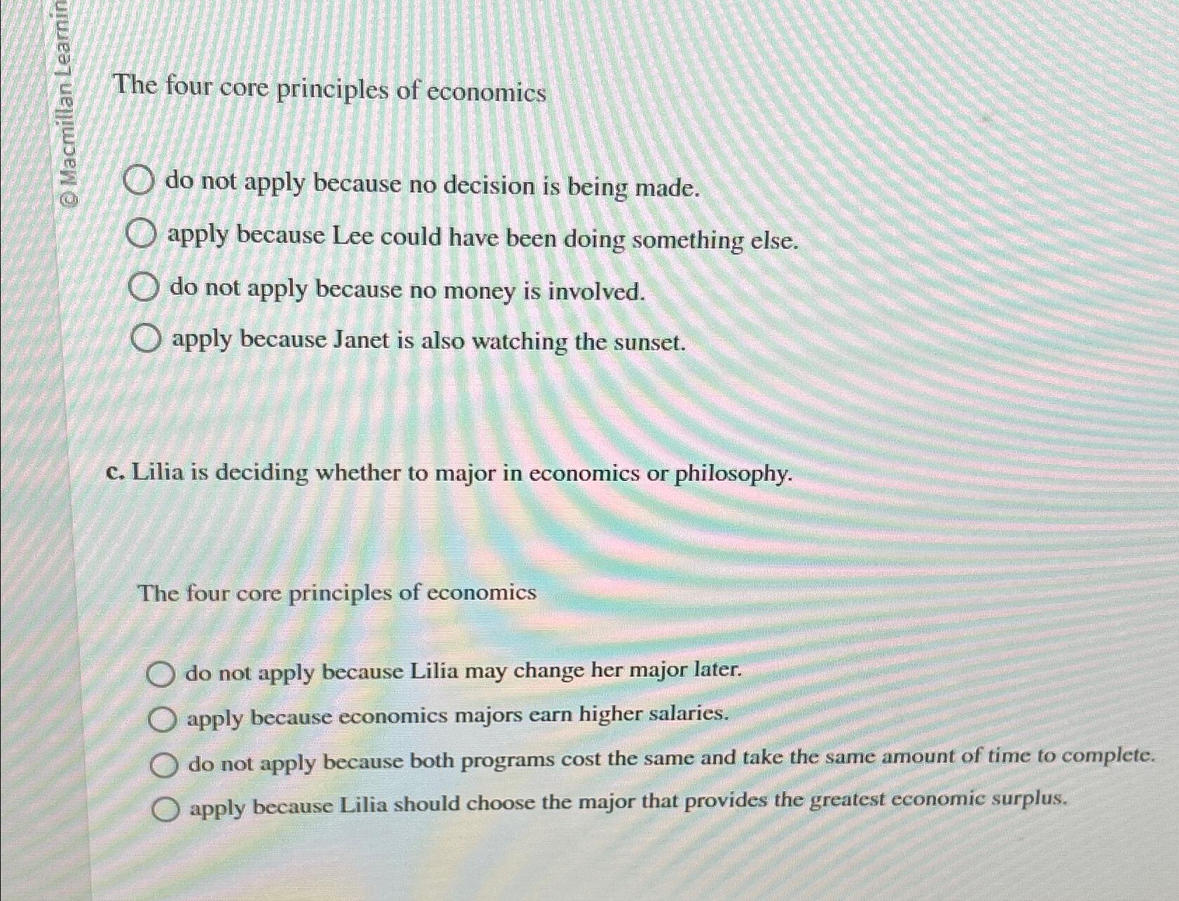 Solved The four core principles of economicsdo not apply | Chegg.com