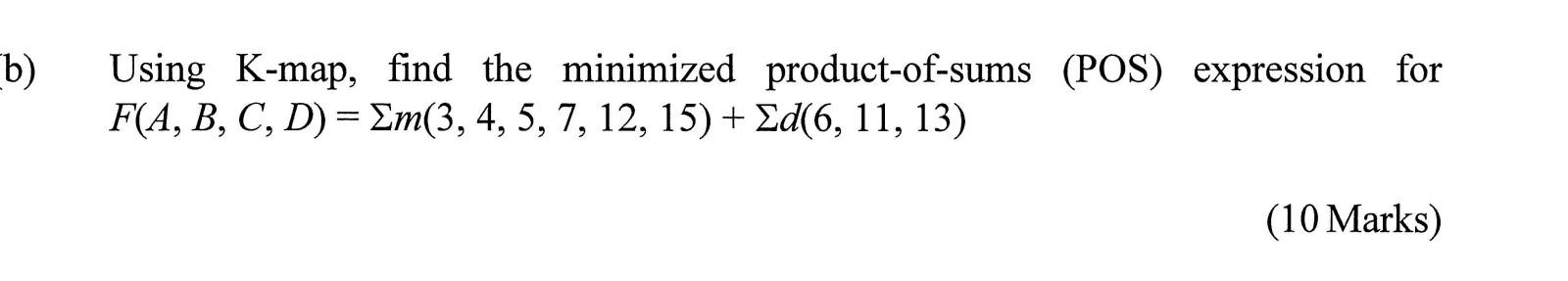 Solved Using K-map, find the minimized product-of-sums (POS) | Chegg.com