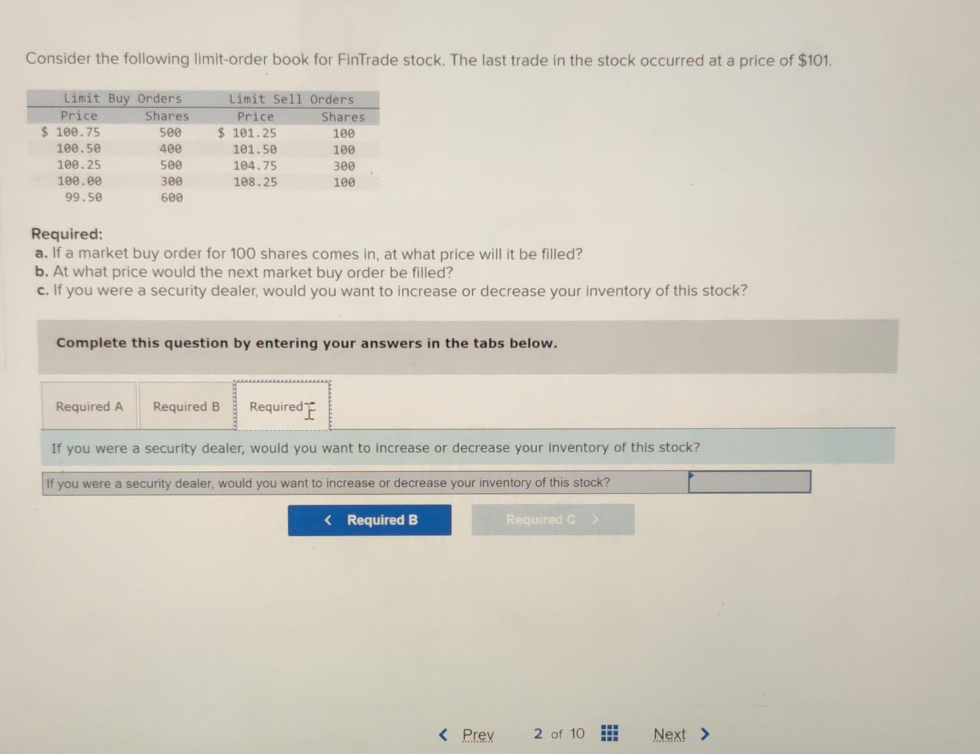 Solved bok int ences Consider the following limit-order book | Chegg.com