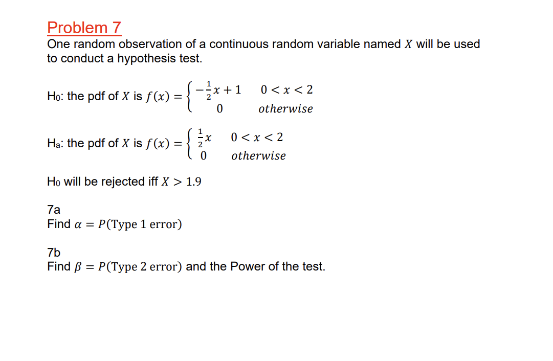 Solved Problem 7One random observation of ﻿a continuous | Chegg.com