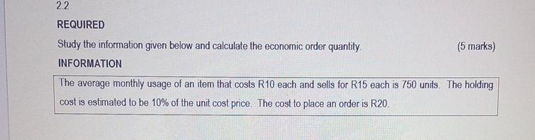 Solved 2.2REQUIREDStudy the information given below and | Chegg.com