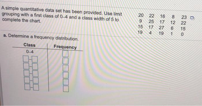 Solved A simple quantitative data set has been provided. Use | Chegg.com