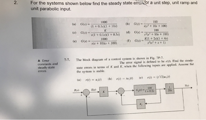 For the systems shown below find the steady state | Chegg.com