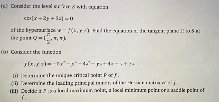 Solved (a) Consider the level surface S with equation | Chegg.com