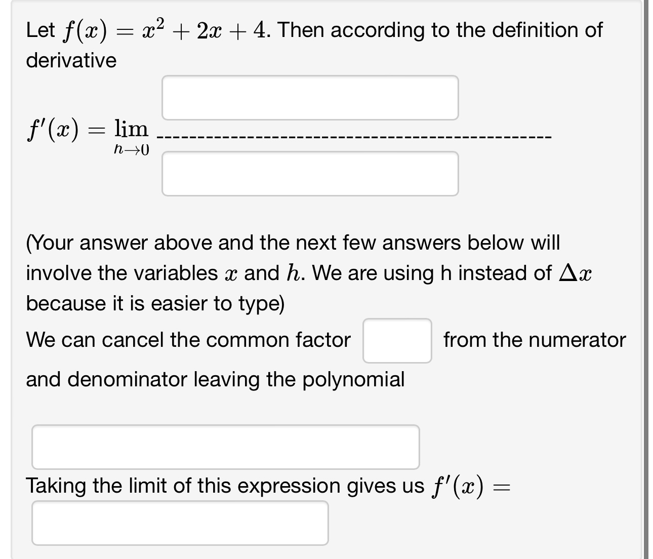 Solved Let f(x)=x2+2x+4. ﻿Then according to the definition | Chegg.com