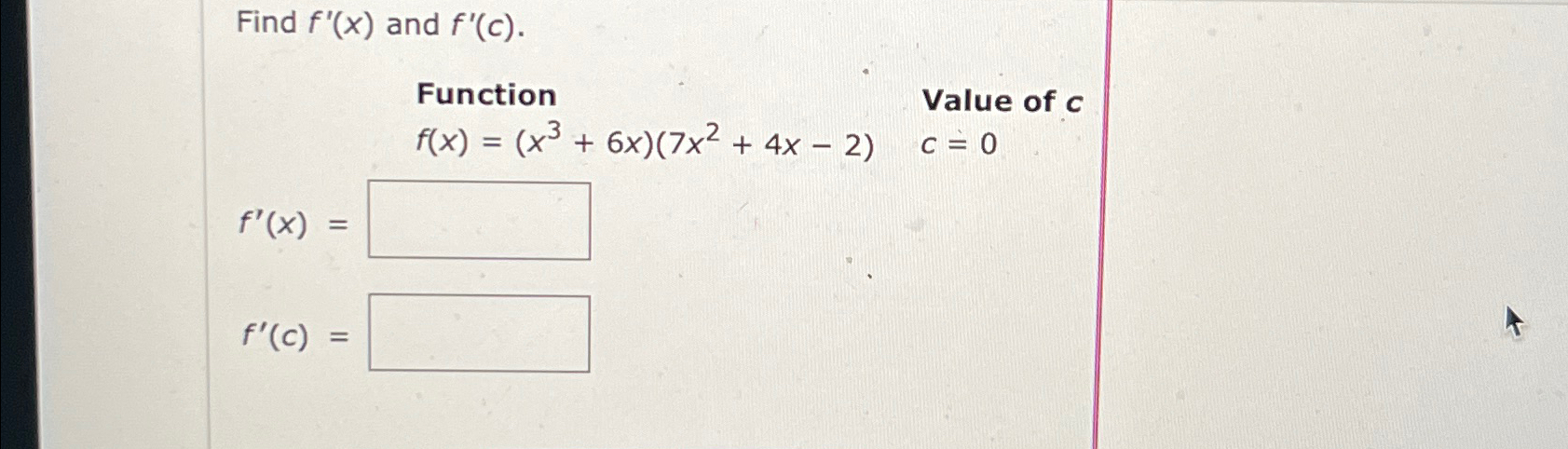 Solved Find f'(x) ﻿and | Chegg.com