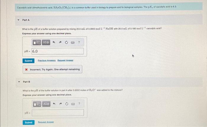 Solved please help!! Cacodylic acid (dimethylarsinic acid, | Chegg.com