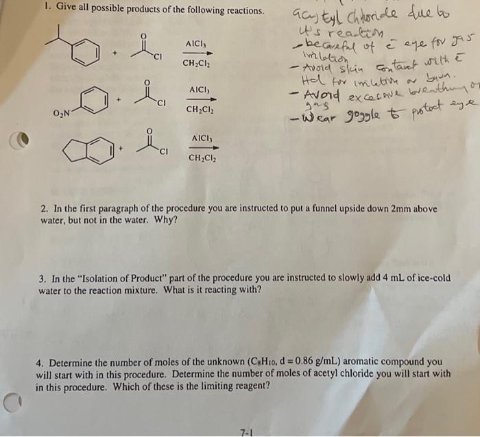 Solved 1. Give all possible products of the following | Chegg.com