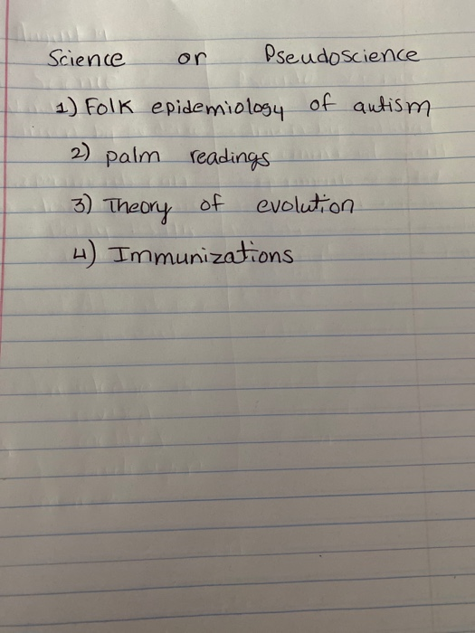 Solved Science Pseudoscience 1) Folk epidemiology of autism | Chegg.com